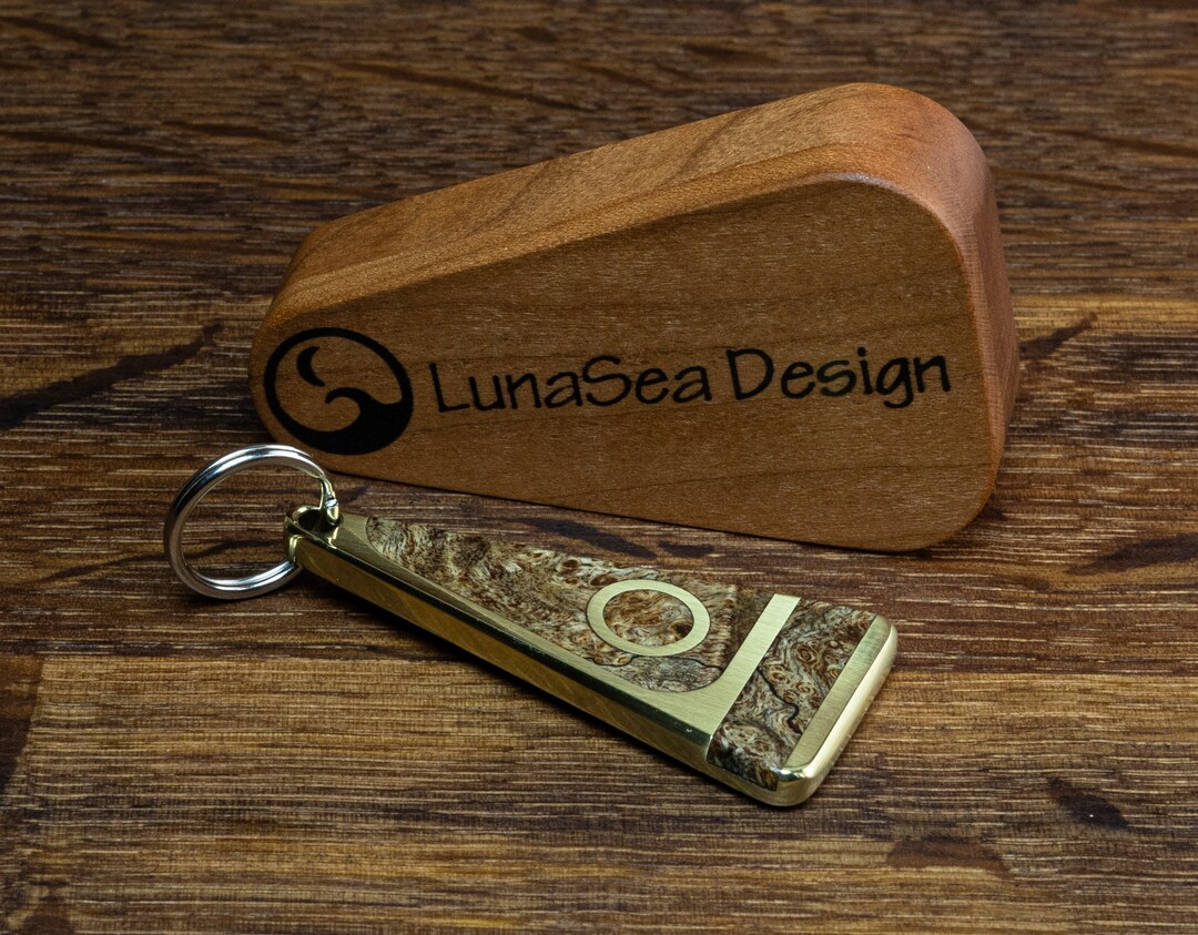 Keychain. Handmade Brass Keychain Fob: Burl Wood Inlay - Etsy