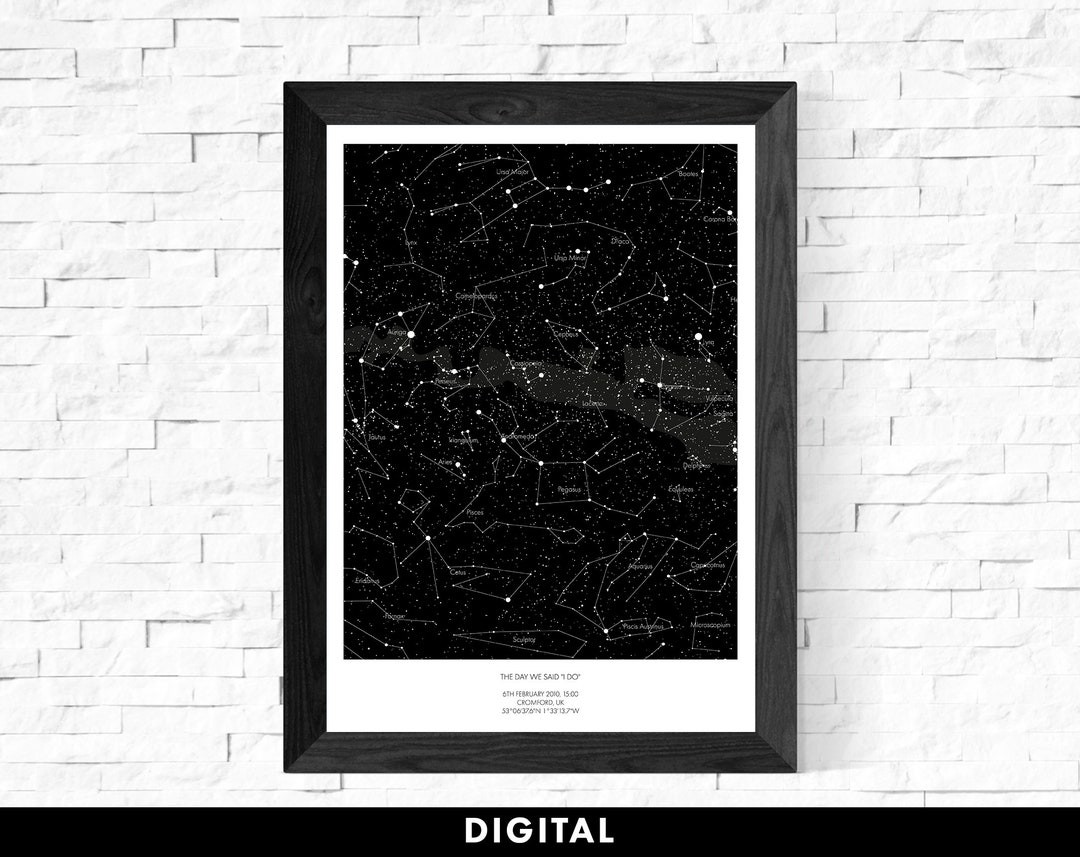 Custom Star Map Digital Star Chart Anniversary Gift - Etsy