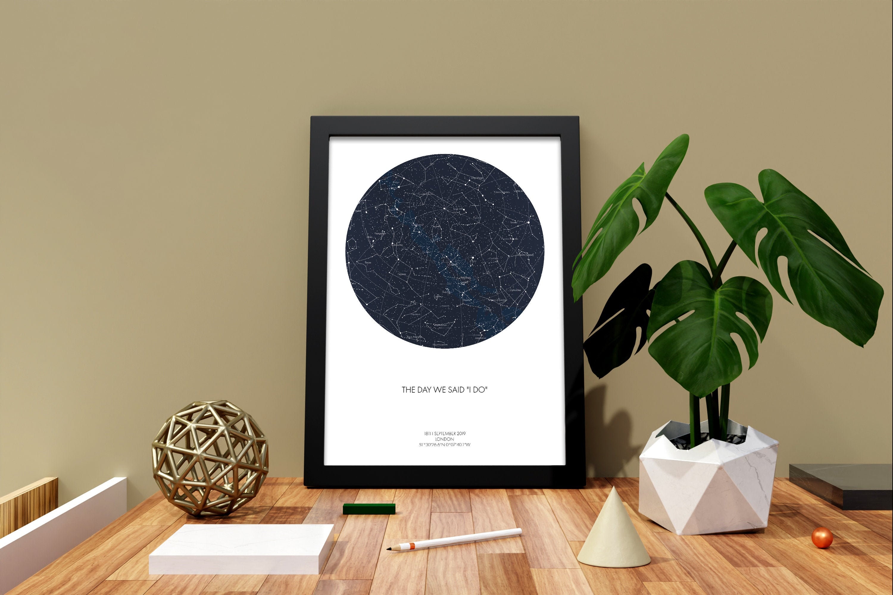 Framed Star Map Night Sky Print Custom Star Map Star Chart | Etsy