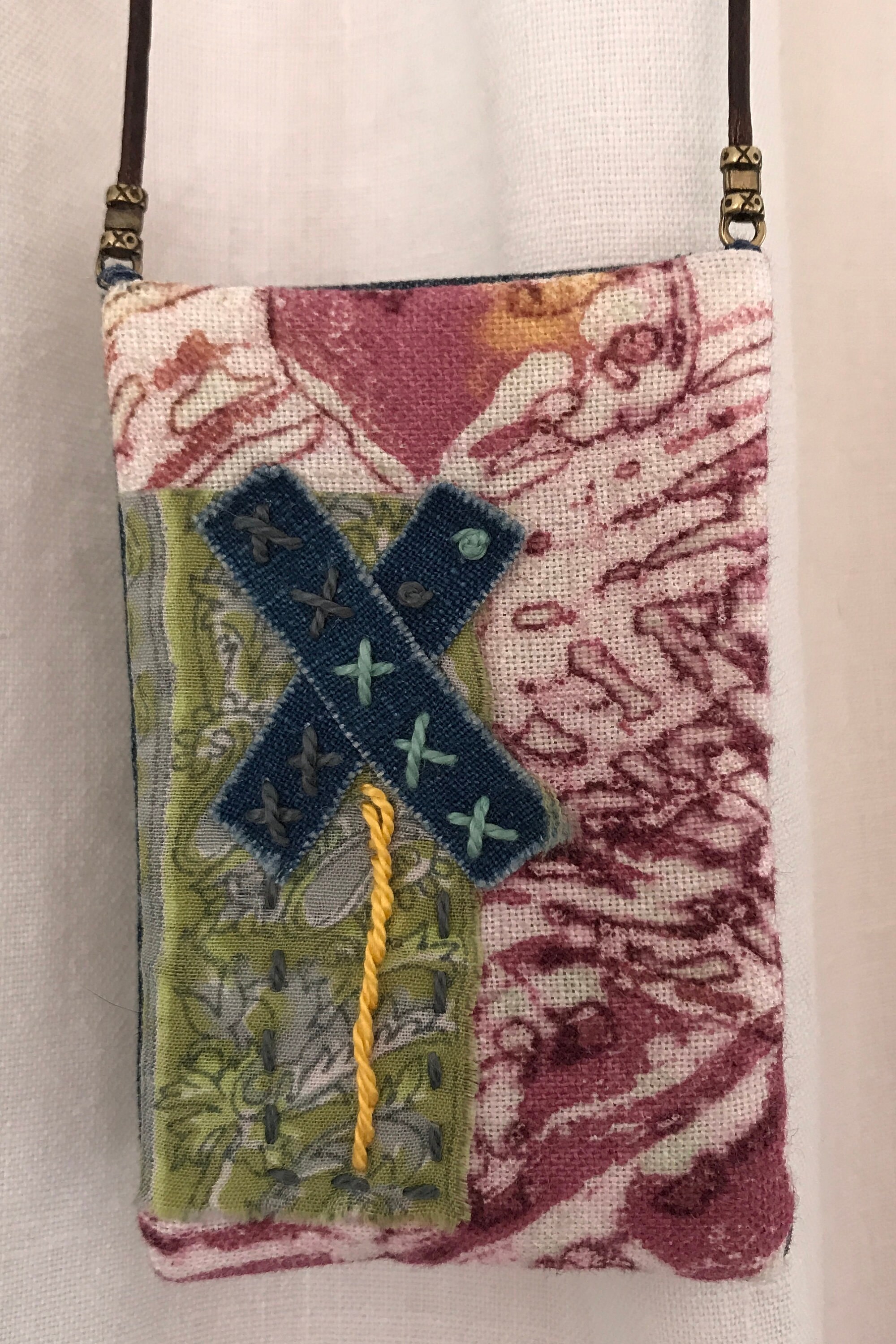 Textile Pendant, Mixed Media Pendant, Fabric Necklace, Wearable Art ...