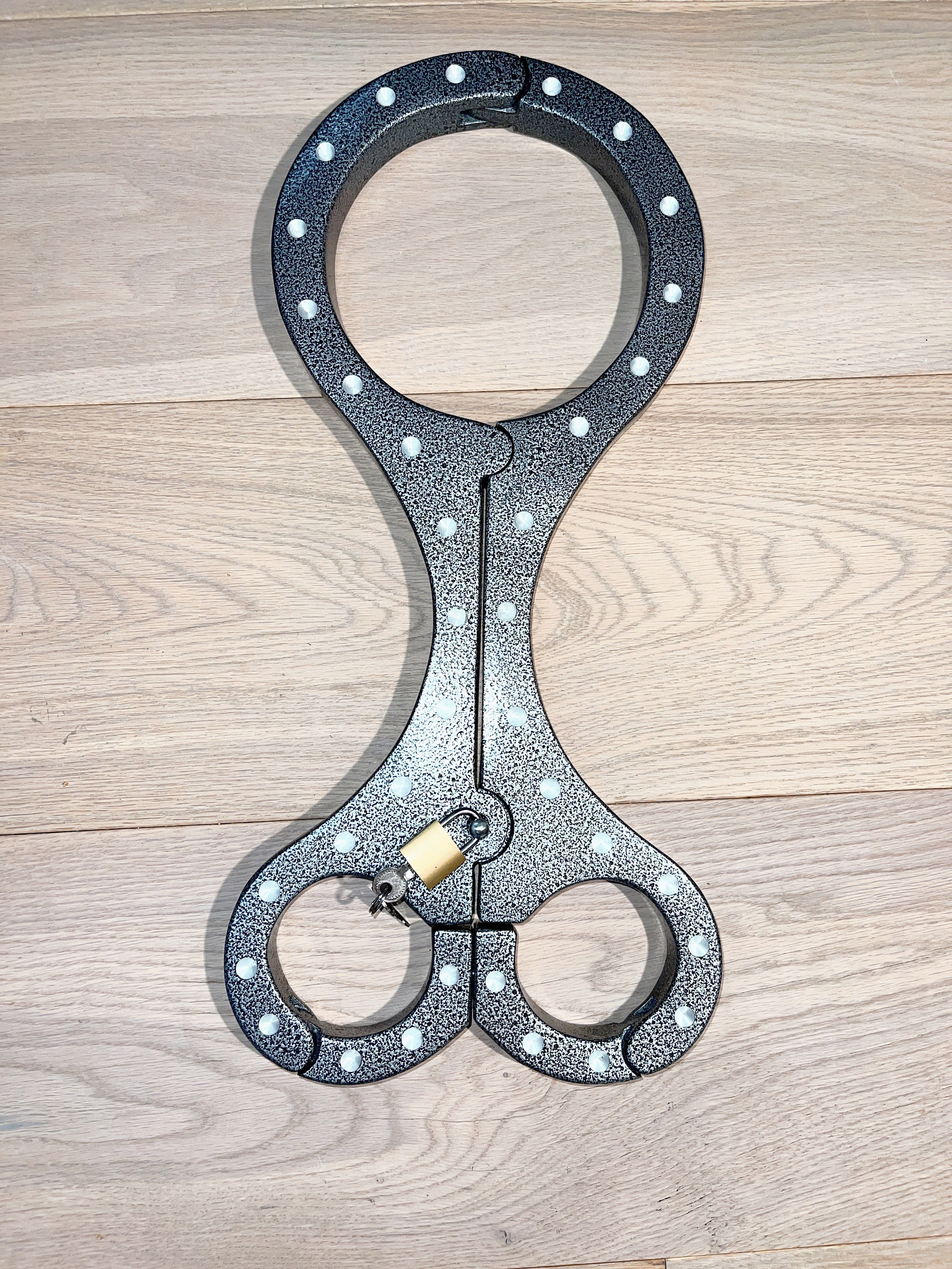 Neck & Handcuff Restraint Bondage Yoke Cangue Mature Black and Silver ...