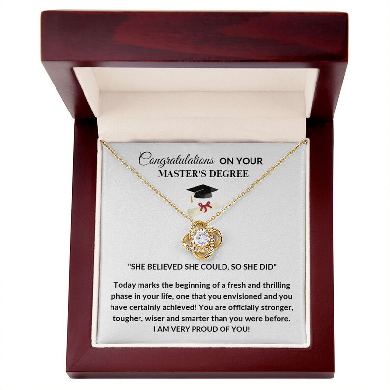 Congratulations on Your Master's Degree Love Knot Necklace - Etsy