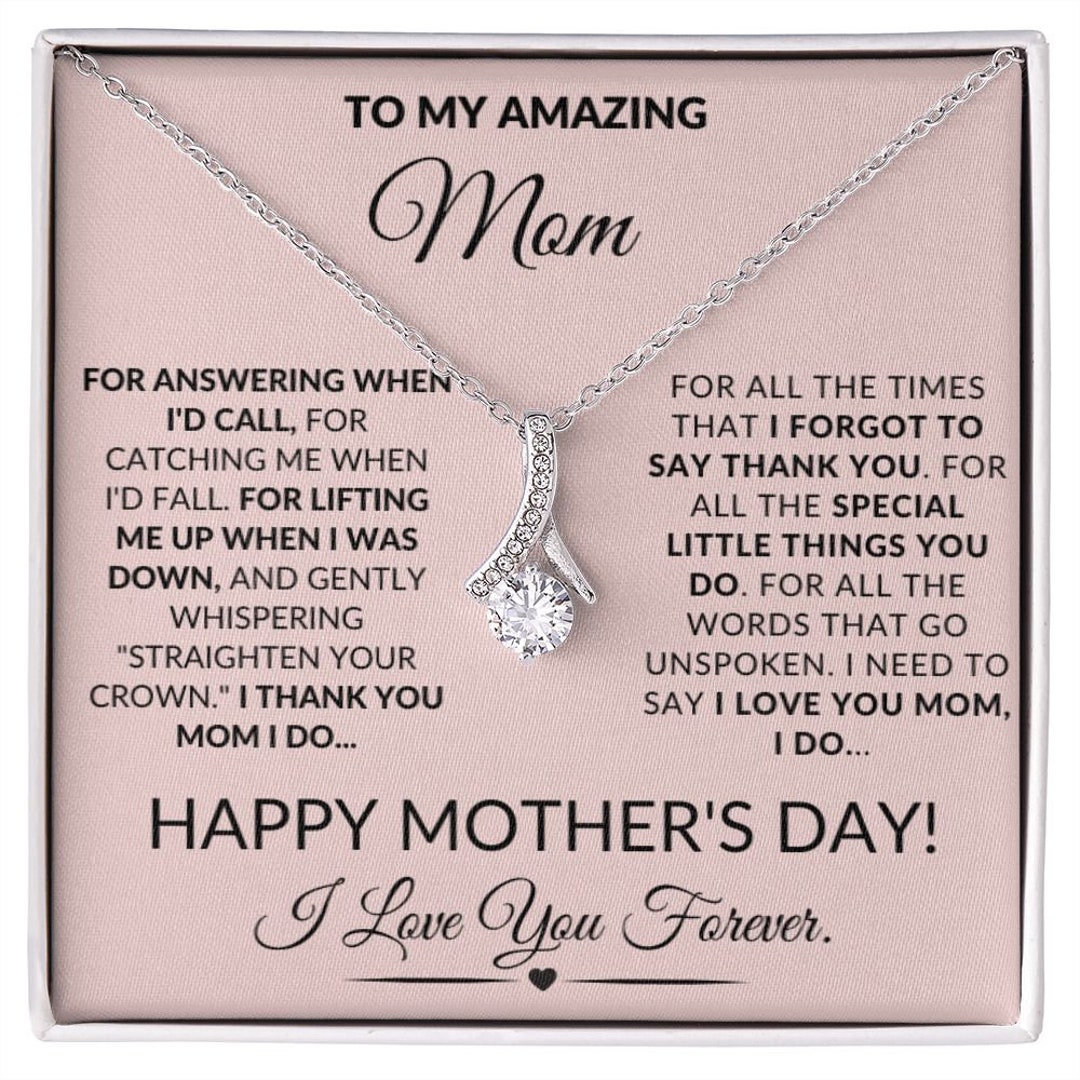 To My Amazing Mom Personalized Thank You Alluring Beauty Necklace Gift ...