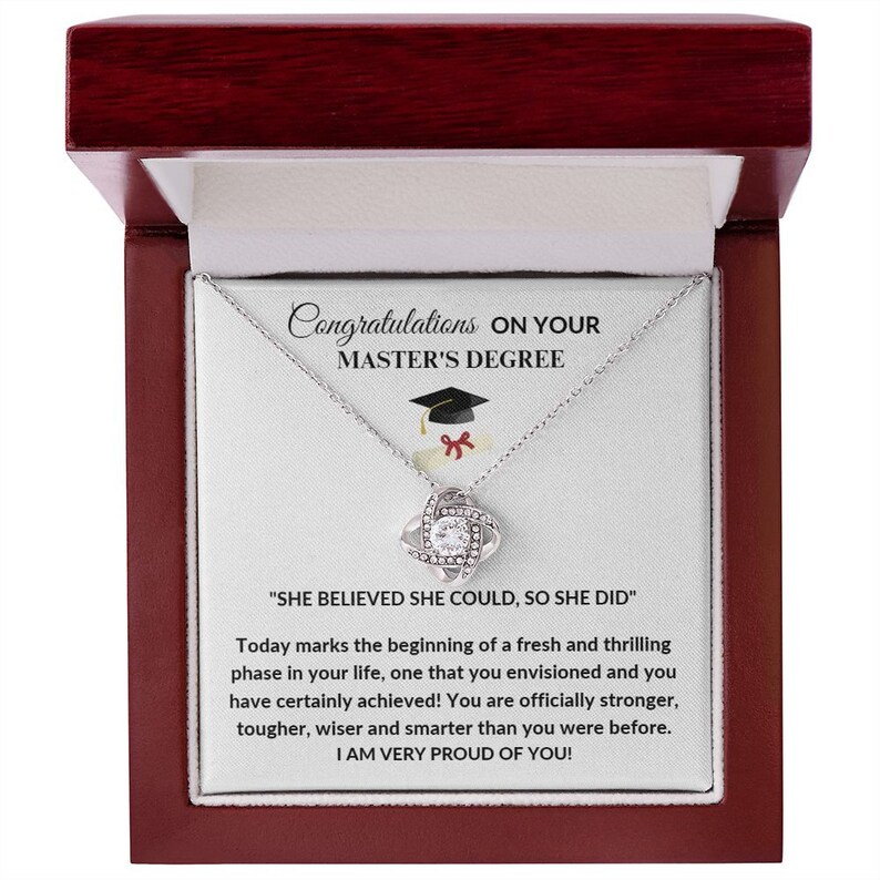 Congratulations on Your Master's Degree Love Knot Necklace - Etsy