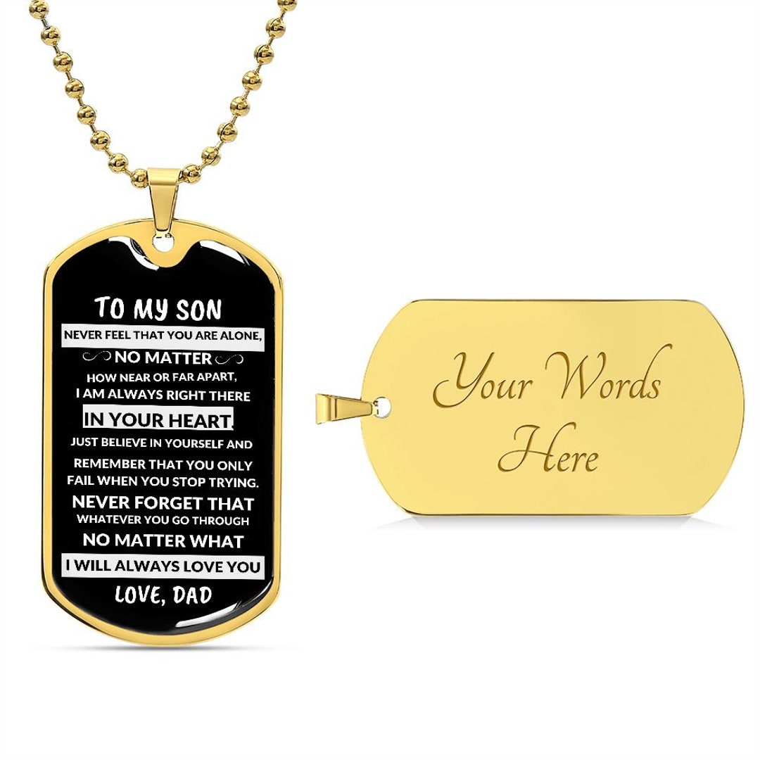 To My Son Never Alone Military Personalized Dog Tag Graduation Gift ...