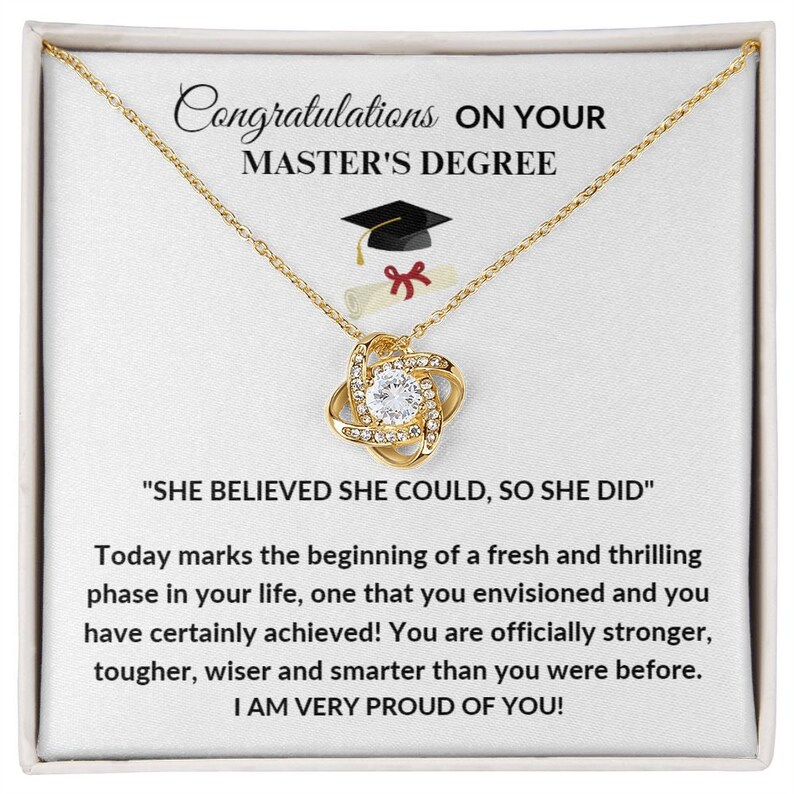 Congratulations on Your Master's Degree Love Knot Necklace - Etsy