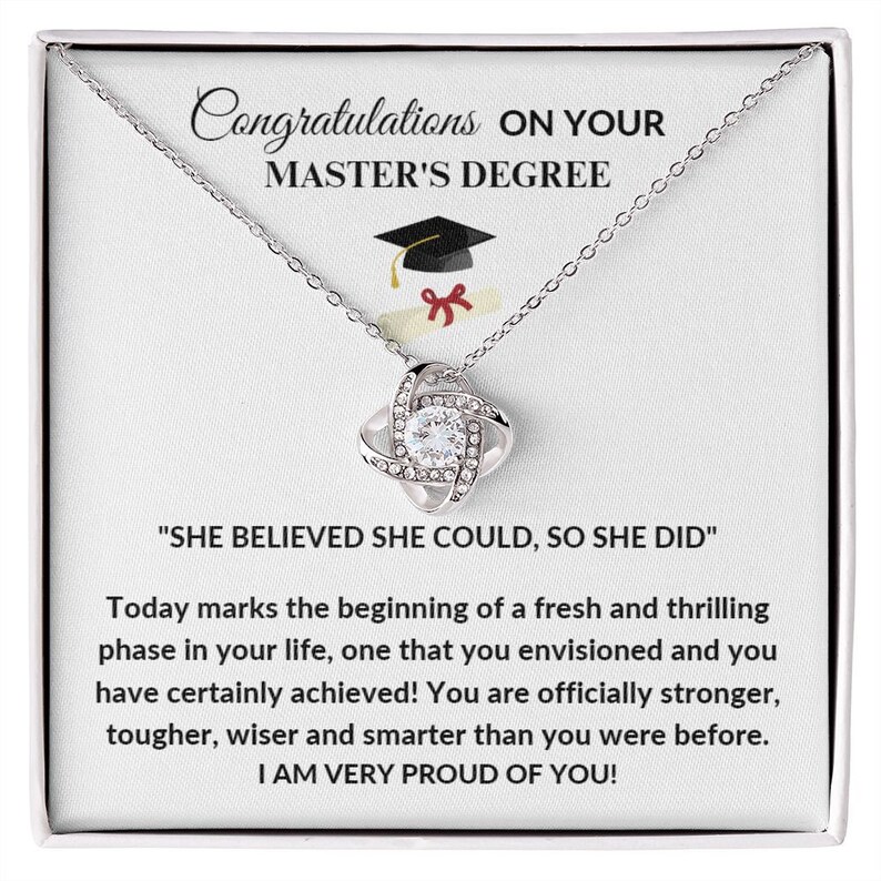 Congratulations on Your Master's Degree Love Knot Necklace - Etsy