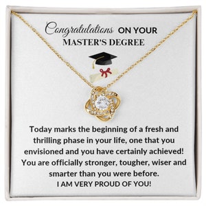 Congratulations on Your Master's Degree I'm Proud Love Knot Necklace - Etsy