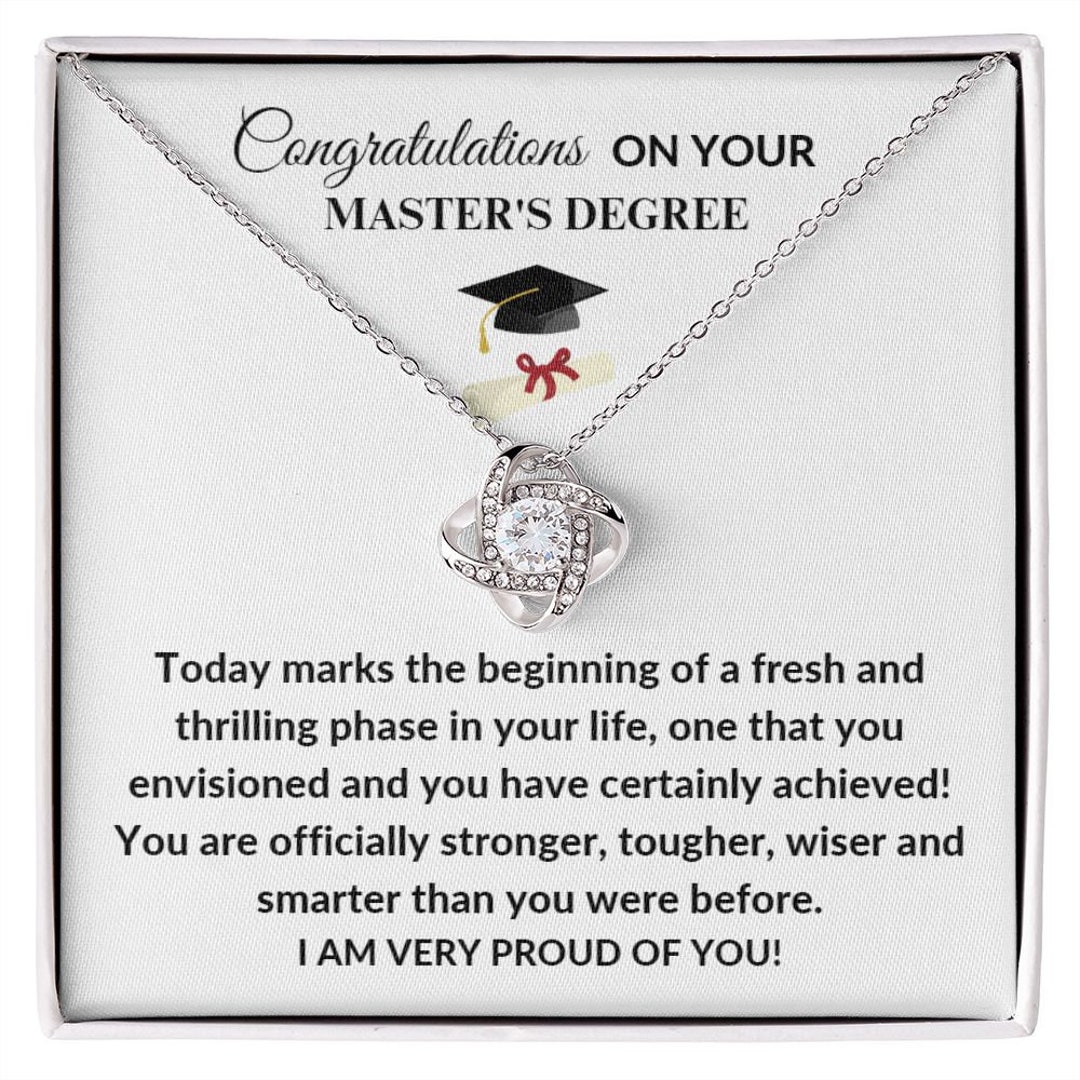Congratulations on Your Master's Degree I'm Proud Love Knot Necklace - Etsy