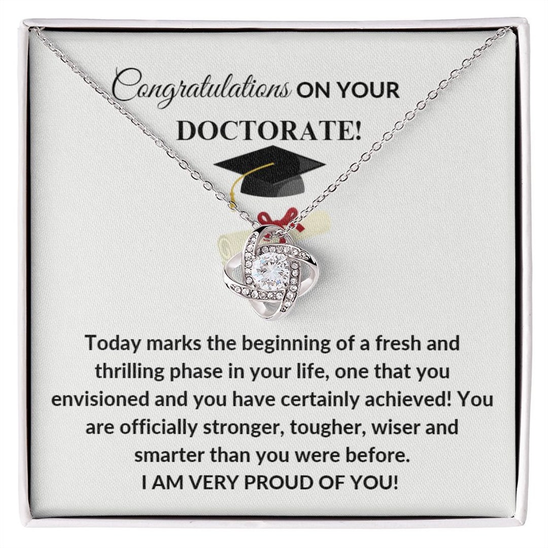 Congratulations on Your Doctorate I'm Proud Love Knot Necklace - Etsy