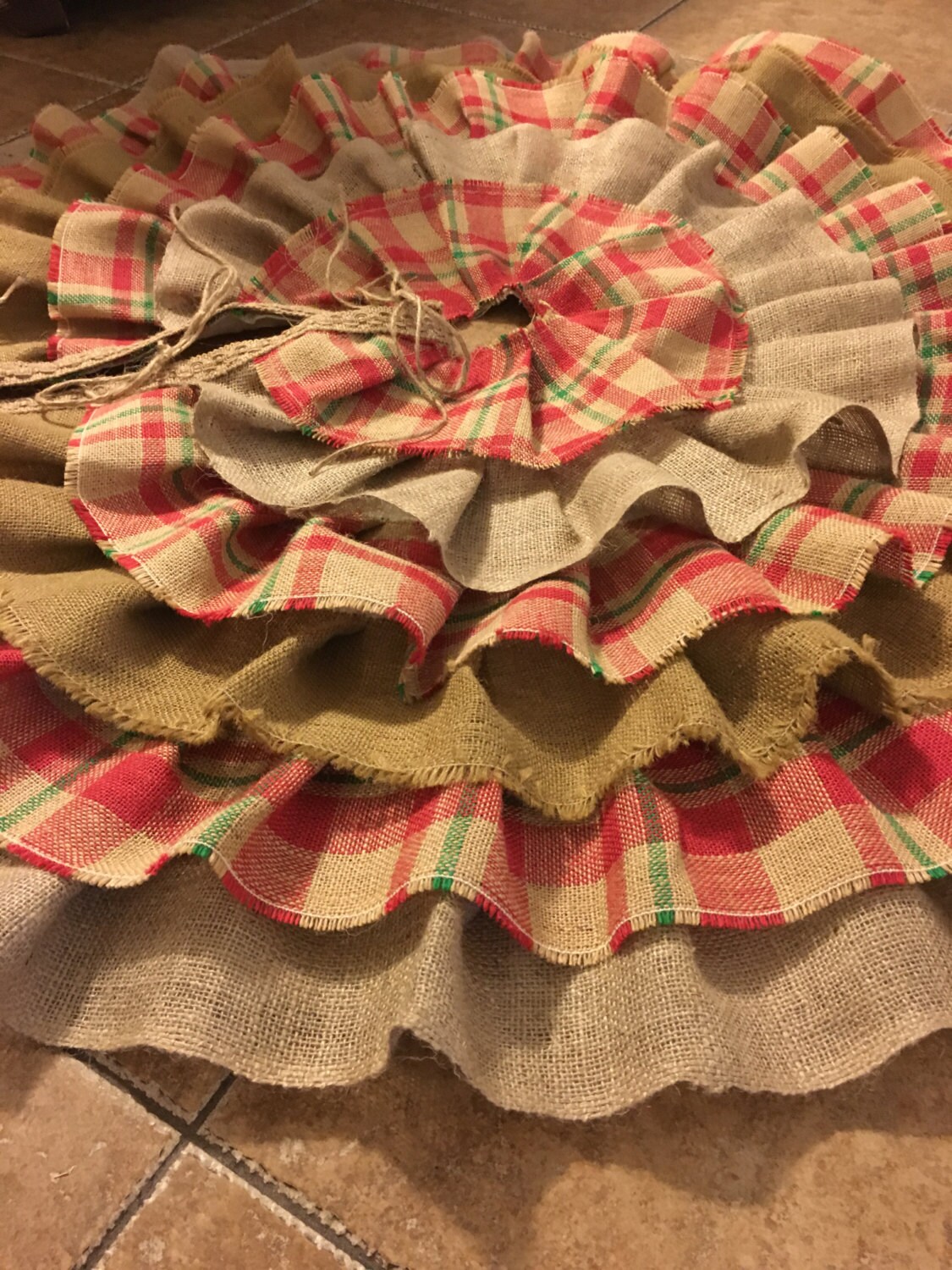 Burlap Plaid Christmas Tree Skirt - Etsy