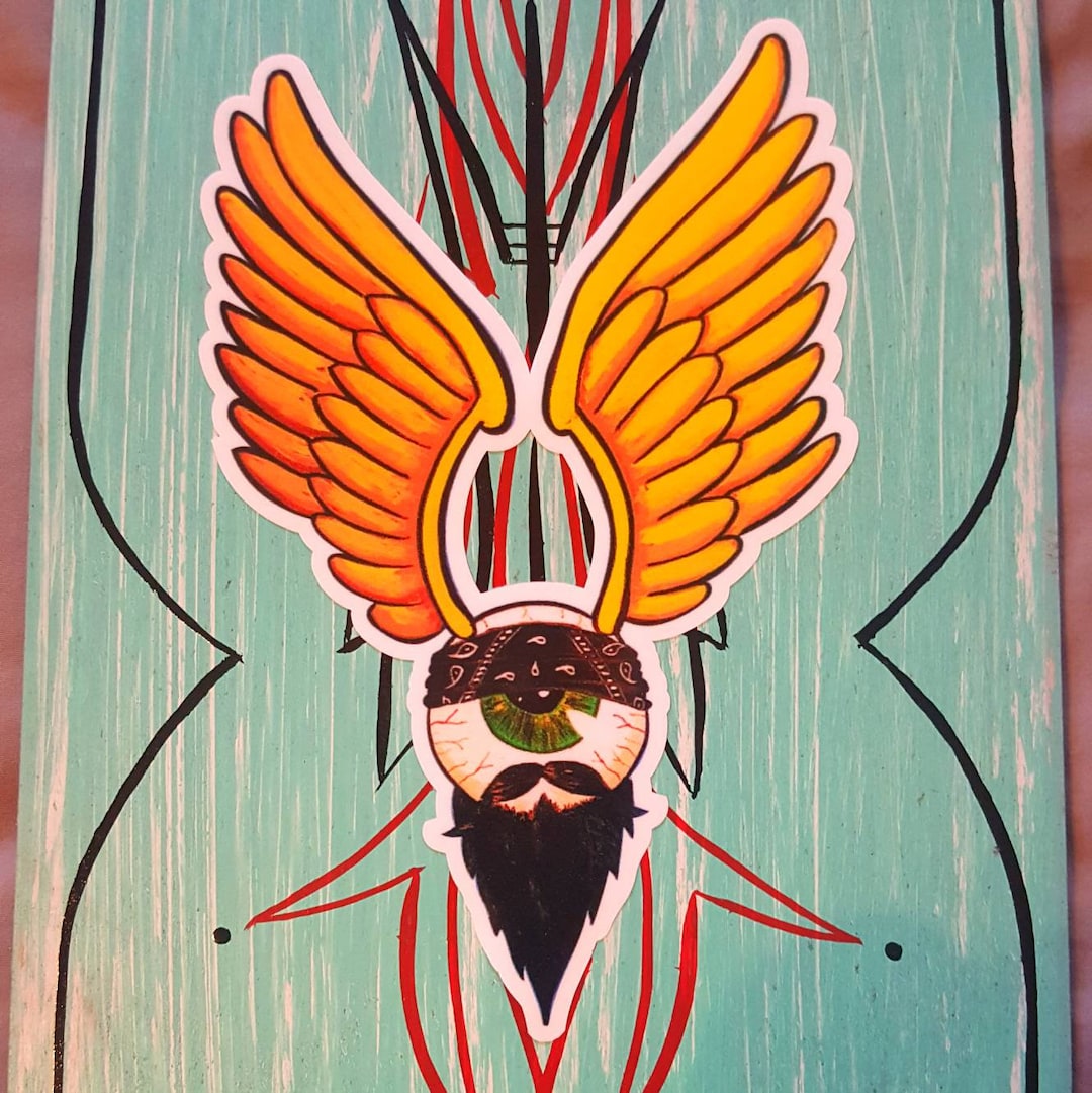 Flying Eyeball Bearded Eyeball Bo Van Eyeball Sticker Bo Van Go Hot Rod ...