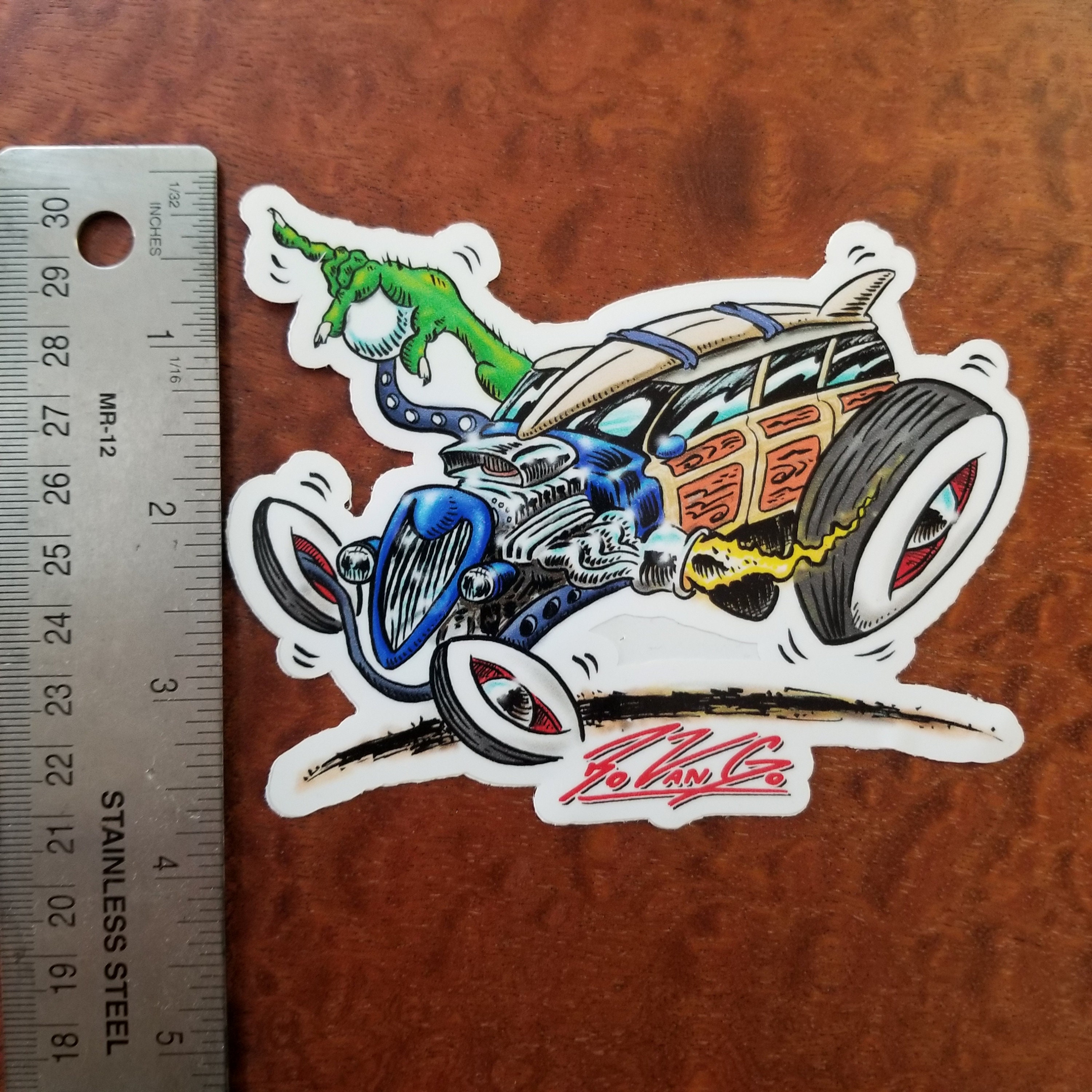 Surf Wagon Woody Sticker Bo Van Go Hot Rod Art Kustom Kulture Lowbrow ...