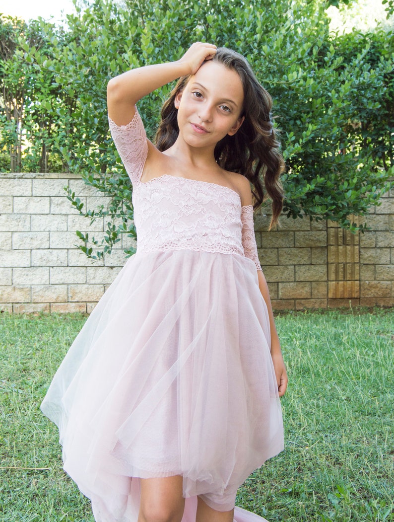 Off the Shoulder Flower Girl Dress - Etsy