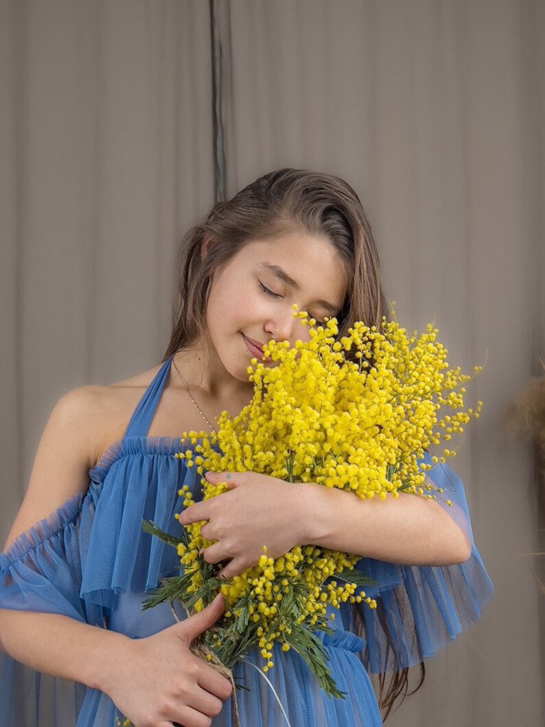 BELLA Boho Tulle Gown for Flowergirls With off Shoulder - Etsy