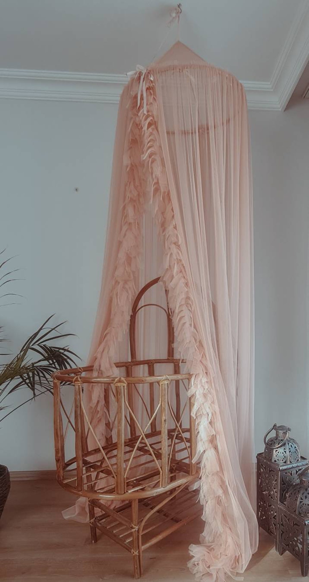 Boho CANOPY With Fringe Garlands Edge | BALDACHIN With Lace Trim | Play ...