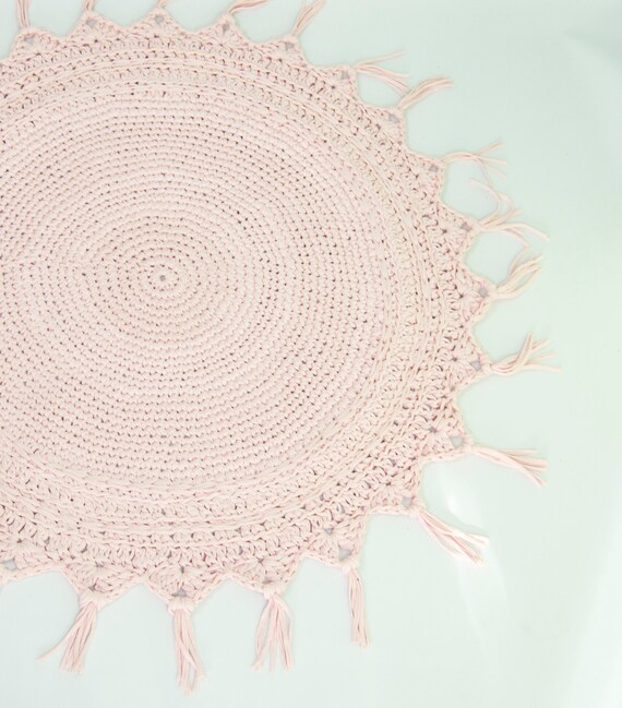 Crochet rug Blush Pink or Custom color Custom size Girl | Etsy