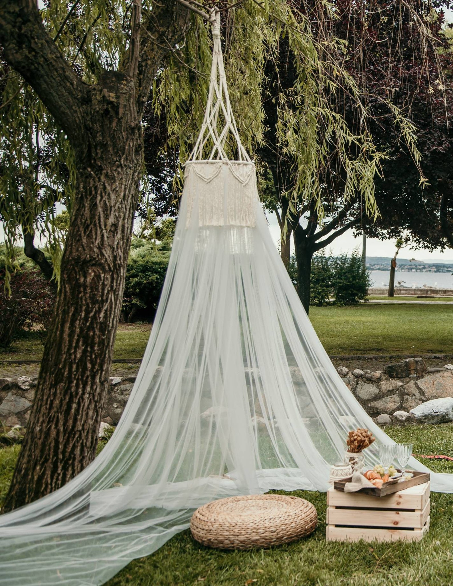 Boho CANOPY With Macrame Decor BALDACHIN With Macrame Fringe | Etsy