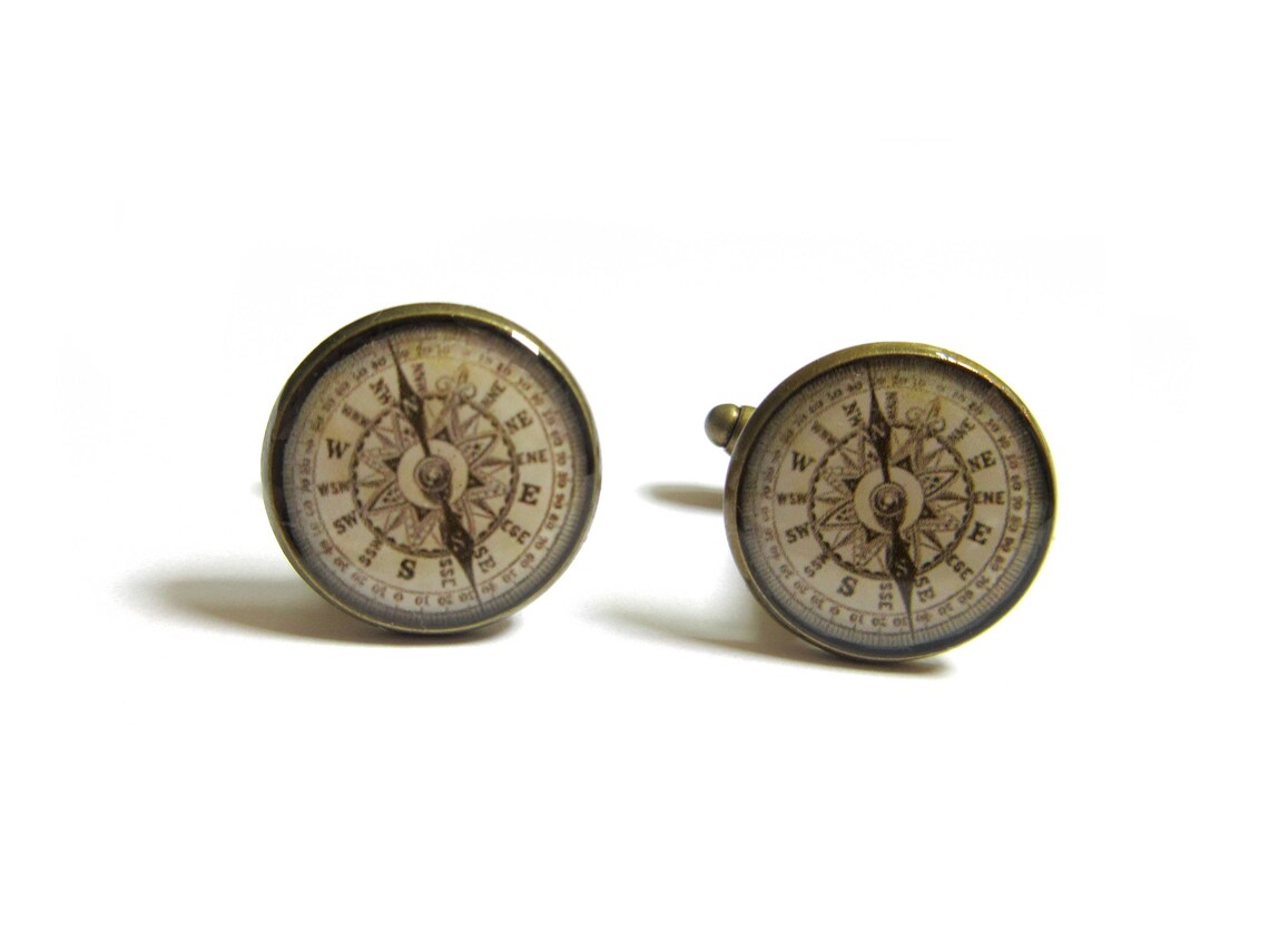 ANTIQUE COMPASS CUFFLINKS Traveler Gift Compass Cuff Links | Etsy