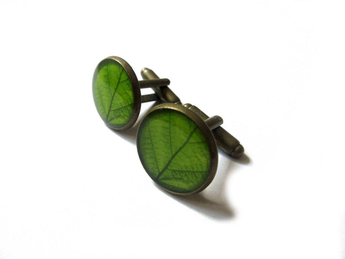 GREEN LEAF CUFFLINKS Men Cufflinks Men Accessories Gift | Etsy