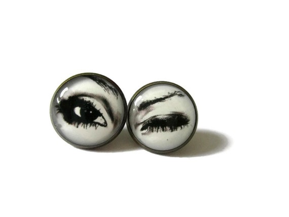 EYES EARRINGS eyes jewelry Winking Eye Wink eye Stud | Etsy
