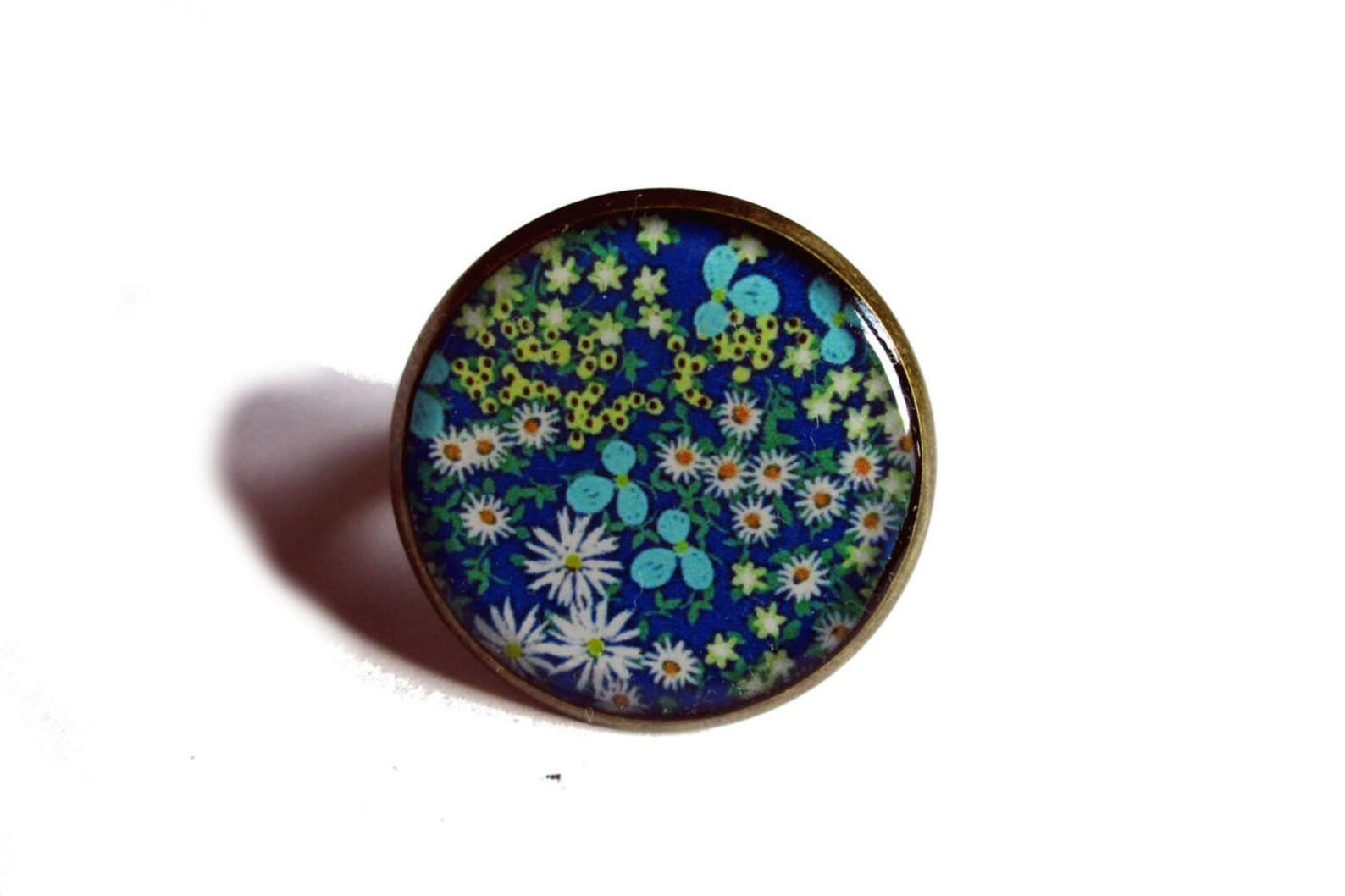 FLOWERS RING Blue Flower Ring Flower Ring Blue Ring - Etsy