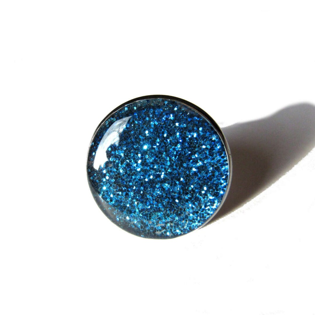 BLUE GLITTER RING Glitter Ring 20mm Dark Blue Glitter Ring Smokey Blue ...