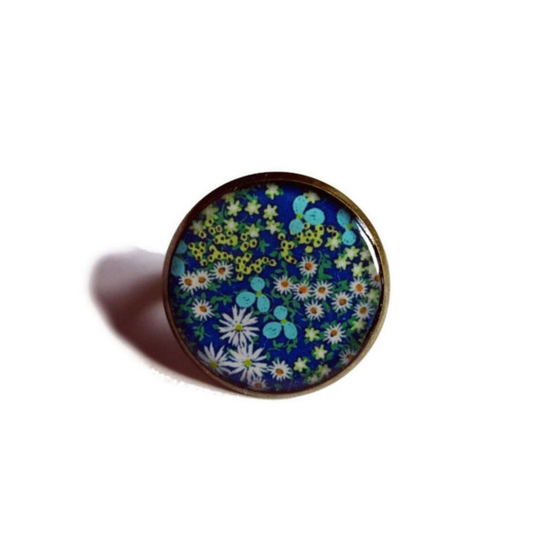FLOWERS RING - Blue Flower Ring - Flower Ring - Blue Ring - Liberty ...