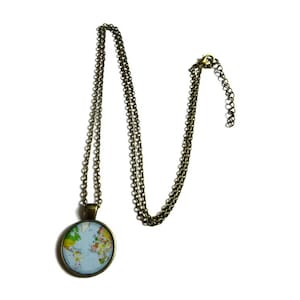 WORLD MAP NECKLACE Vintage Globe Pendant World Map Pendant Teacher Gift ...