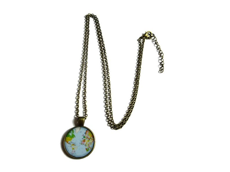 WORLD MAP NECKLACE Vintage Globe Pendant World Map Pendant | Etsy