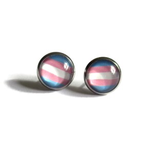 Transgender Pride Flag Studs, Symbol LGBTQ Lesbian Gay Bisexual Queer, Transgender Flag, Pastel ...