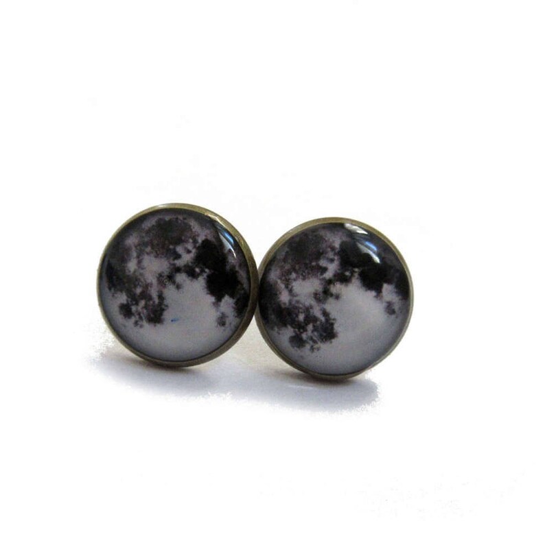 FULL MOON EARRINGS - Moon Earrings - Moon Stud Earrings - Space ...