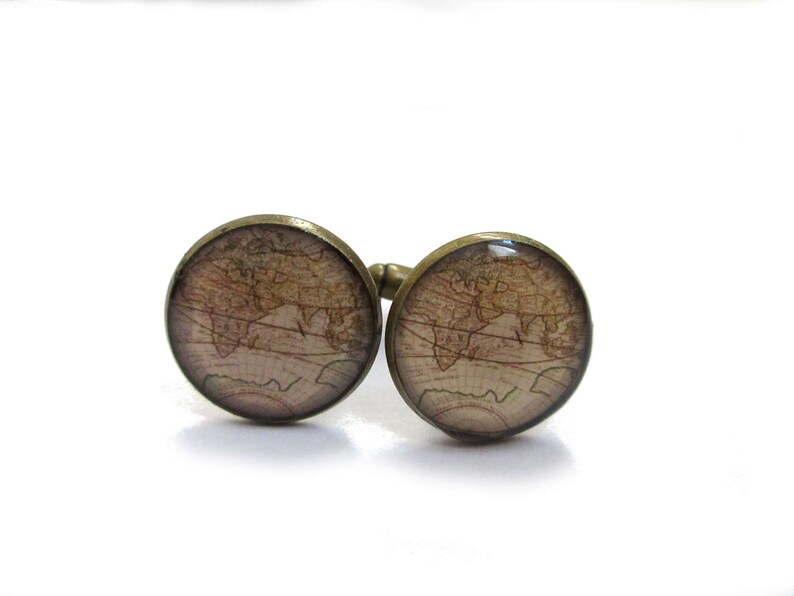 WORLD MAP CUFFLINKS Vintage Map Cufflinks World traveler | Etsy