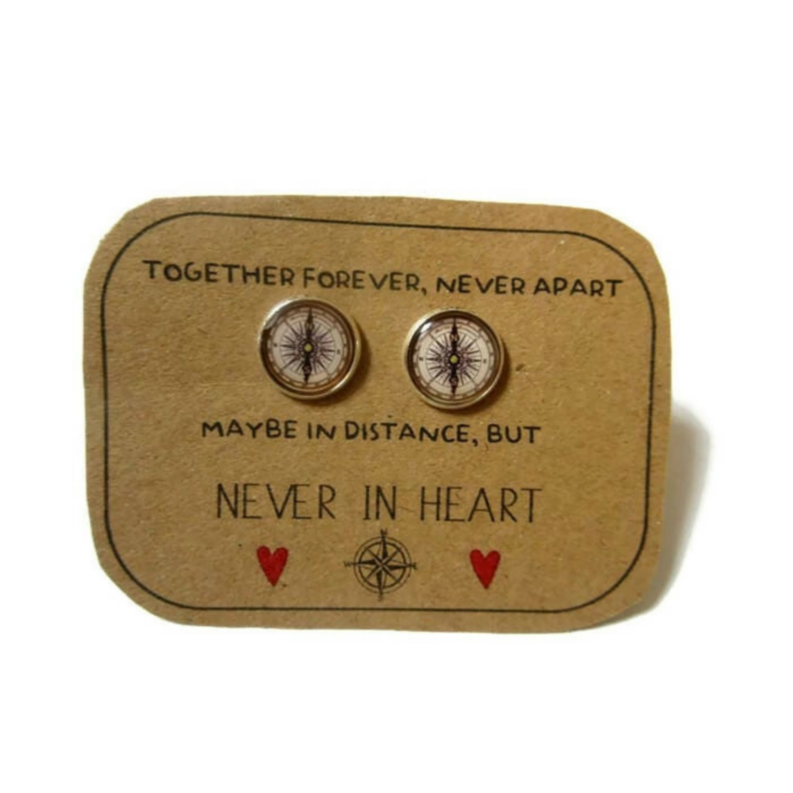 COMPASS FRIENDSHIP Earrings With "together Forever" Card, BFF, Best ...
