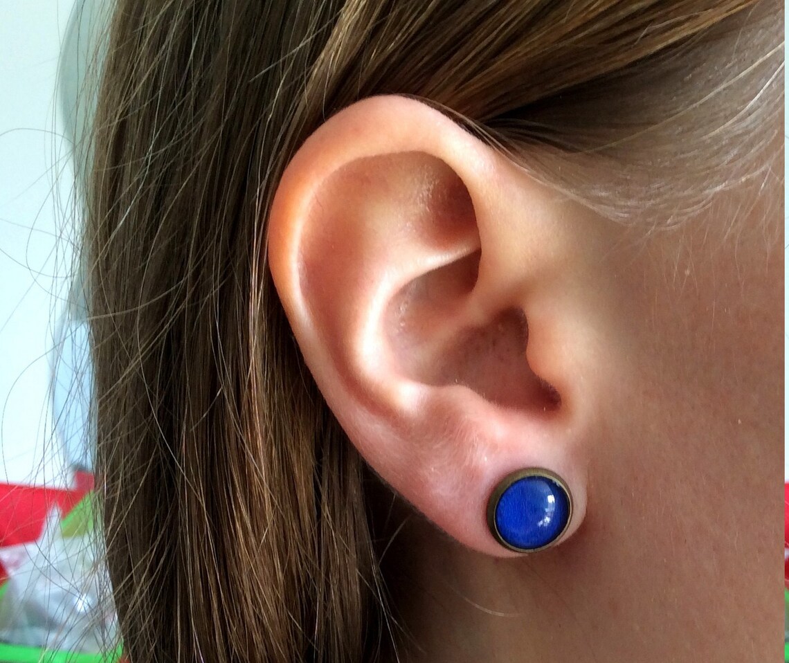 DARK BLUE Stud Earrings Blue Earrings Blue Studs Night | Etsy