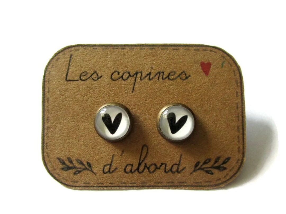 HEART EARRINGS - Heart Stud Earrings - Friend Earrings - Bff Stud ...