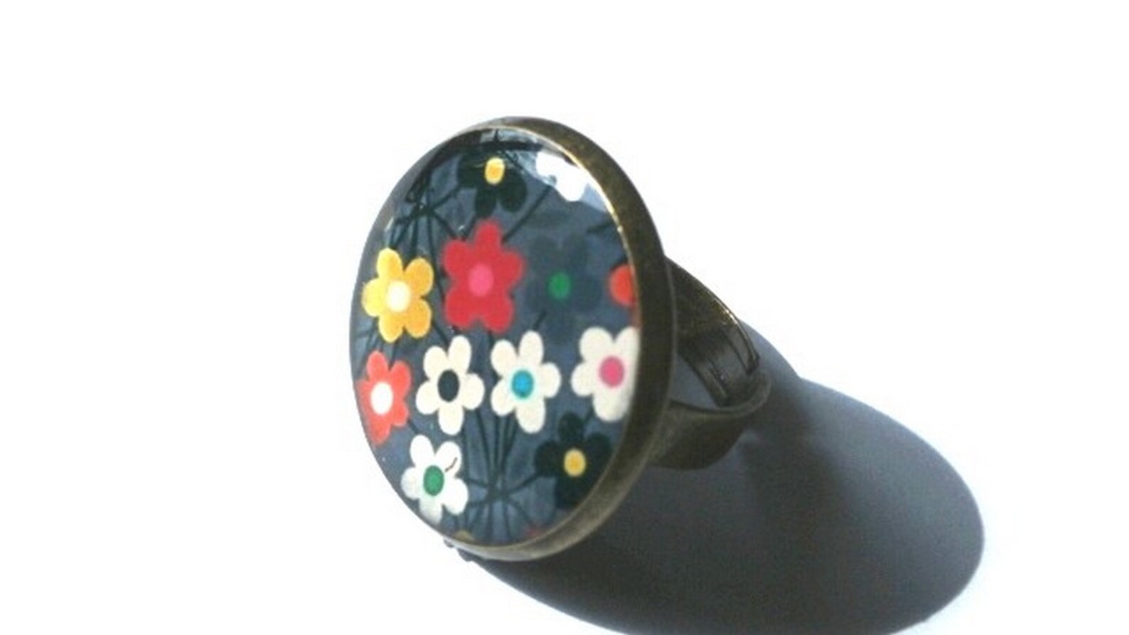 COLORFUL FLORAL RING Flower Ring Cabochon Ring 26mm Ring | Etsy