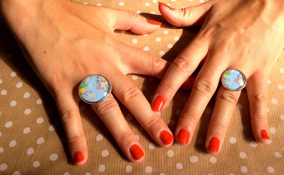 GLOBE ring World Map ring world jewelry Planet Earth | Etsy
