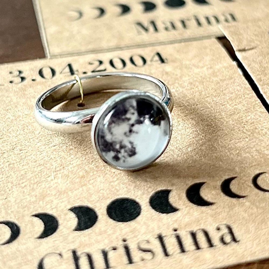 Personalized Moon Phase Ring, Custom Moon Phase Ring, Custom Birth Moon ...