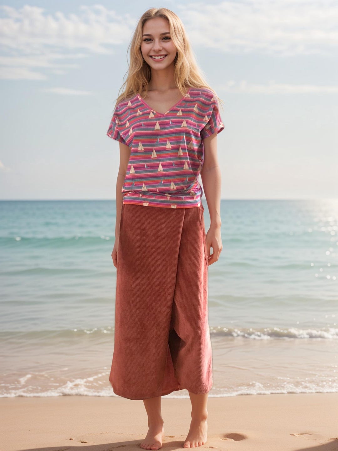 Corduroy Culottes Emma Rust Red - Etsy