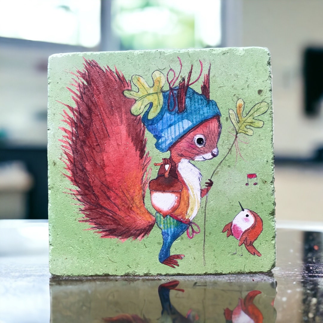 Squirrel Anton Tile, 10 Cm X 10 Cm - Etsy