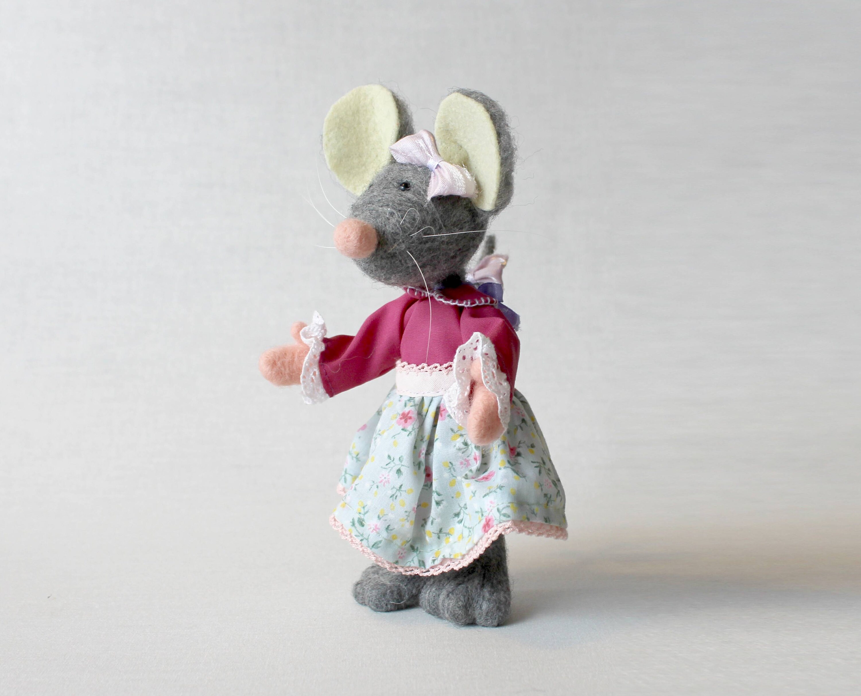 Needle Felted Mouse With Real Cat Whiskers, and Clothing Made by Hand ...