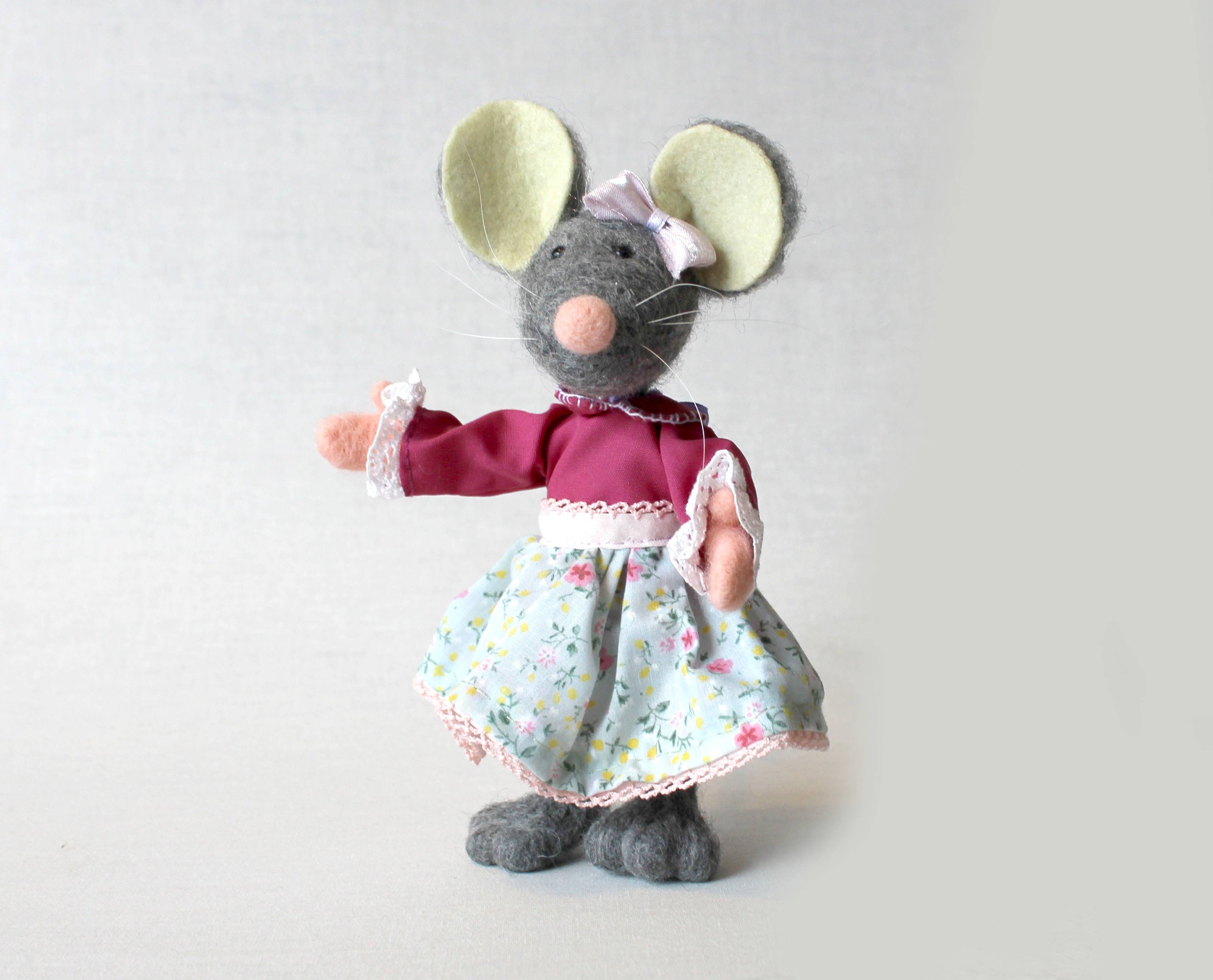Needle Felted Mouse With Real Cat Whiskers, and Clothing Made by Hand ...