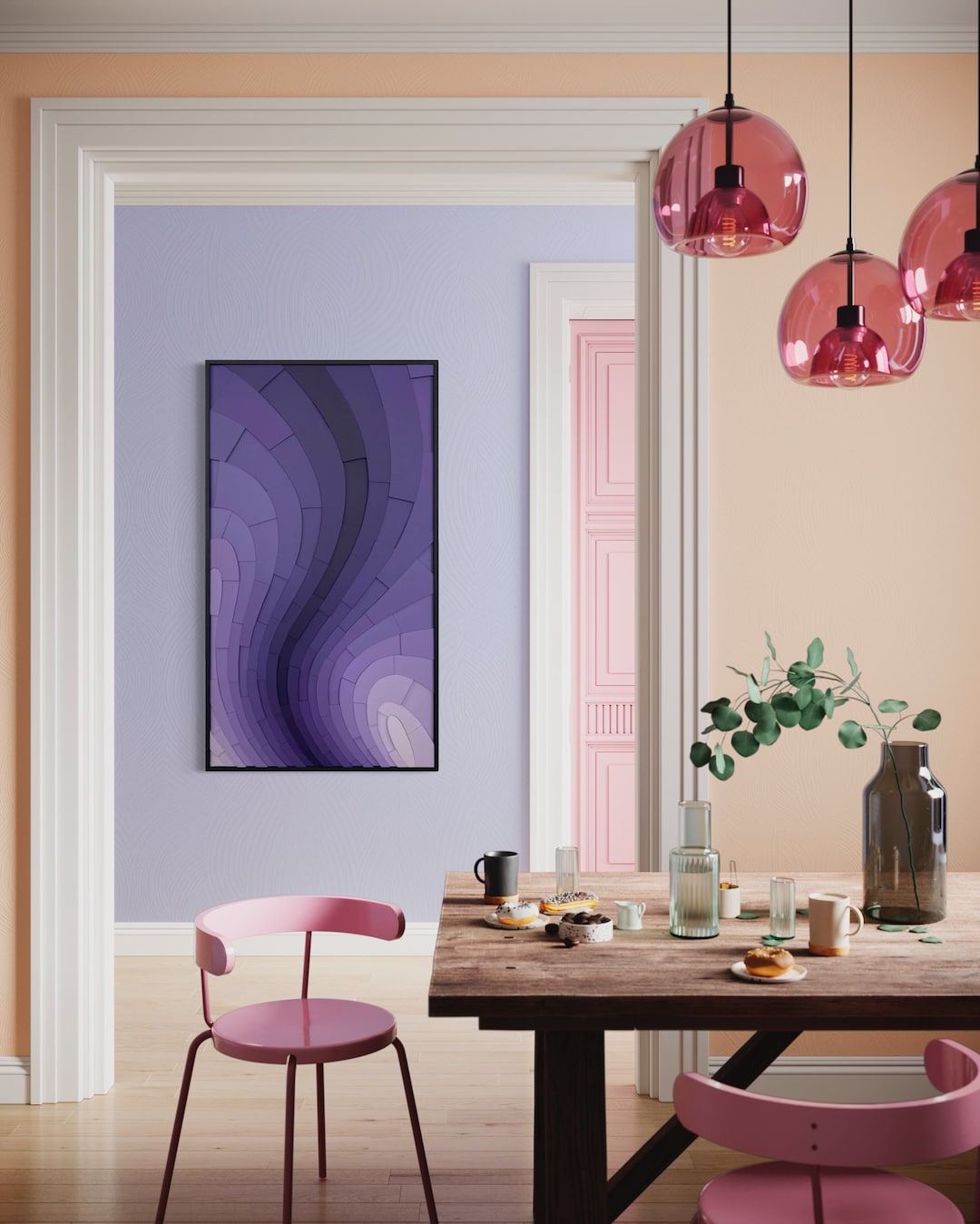 Blackberry Curve Wood Wall Art: Modern Home Decor (30"w X 52"h) - Etsy
