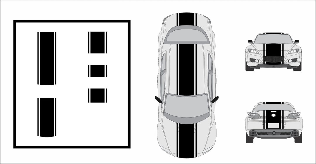 18 Racing Stripes W/pinstripes Self Healing Vinyl Fits Mazda RX8 2008 ...