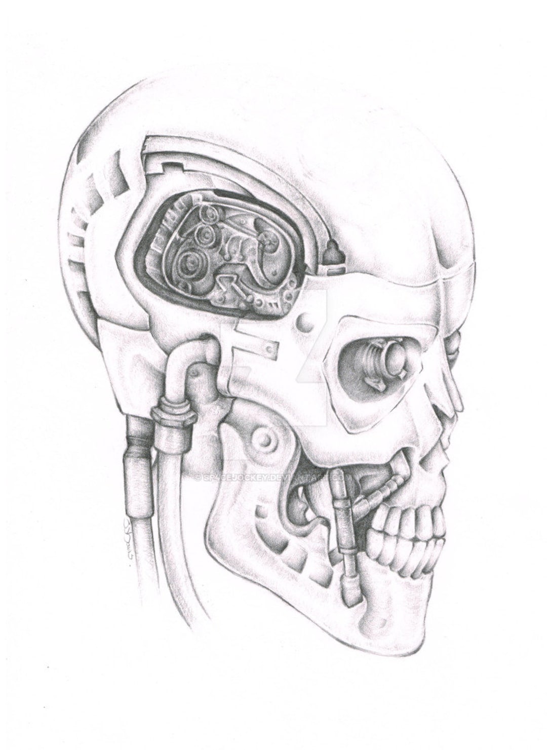 Terminator Skull Pencil Drawing Signed High Quality A4 Print - Etsy