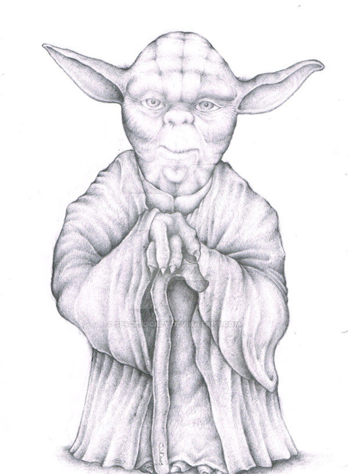 Star Wars Yoda Jedi Master Drawing HQ Signed A4 Print - Etsy