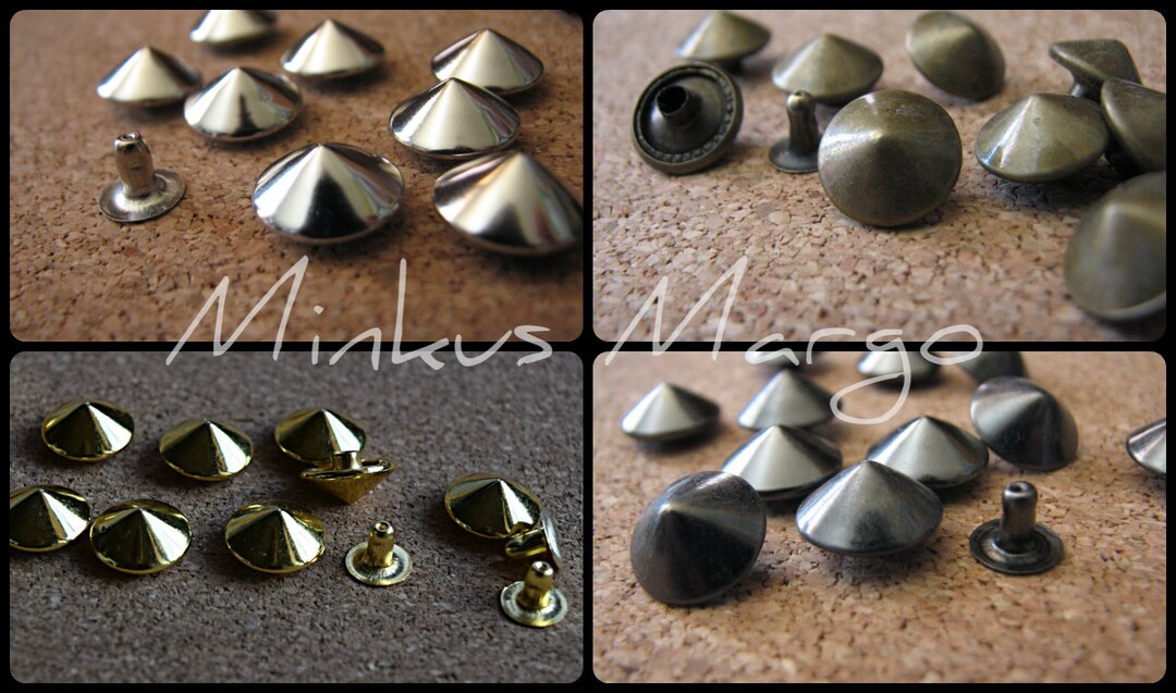 Conical Rivets, Antique Brass, Nickel ,gun Metal,gold - DIY 6mm, 8mm ...