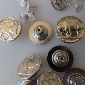 Buffalo / Indian Nickel Coin Button Stud 20mm Shank Rivet Tacks ...