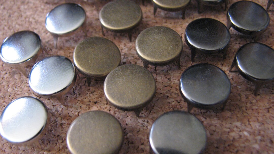 Round Flat Top Studs, Antique Brass, Nickel, Gun Metal DIY 8mm, 12mm ...